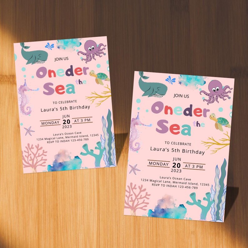 Birthday Invitation Sea Animals Theme Animals Birthday Invite, Sea ...