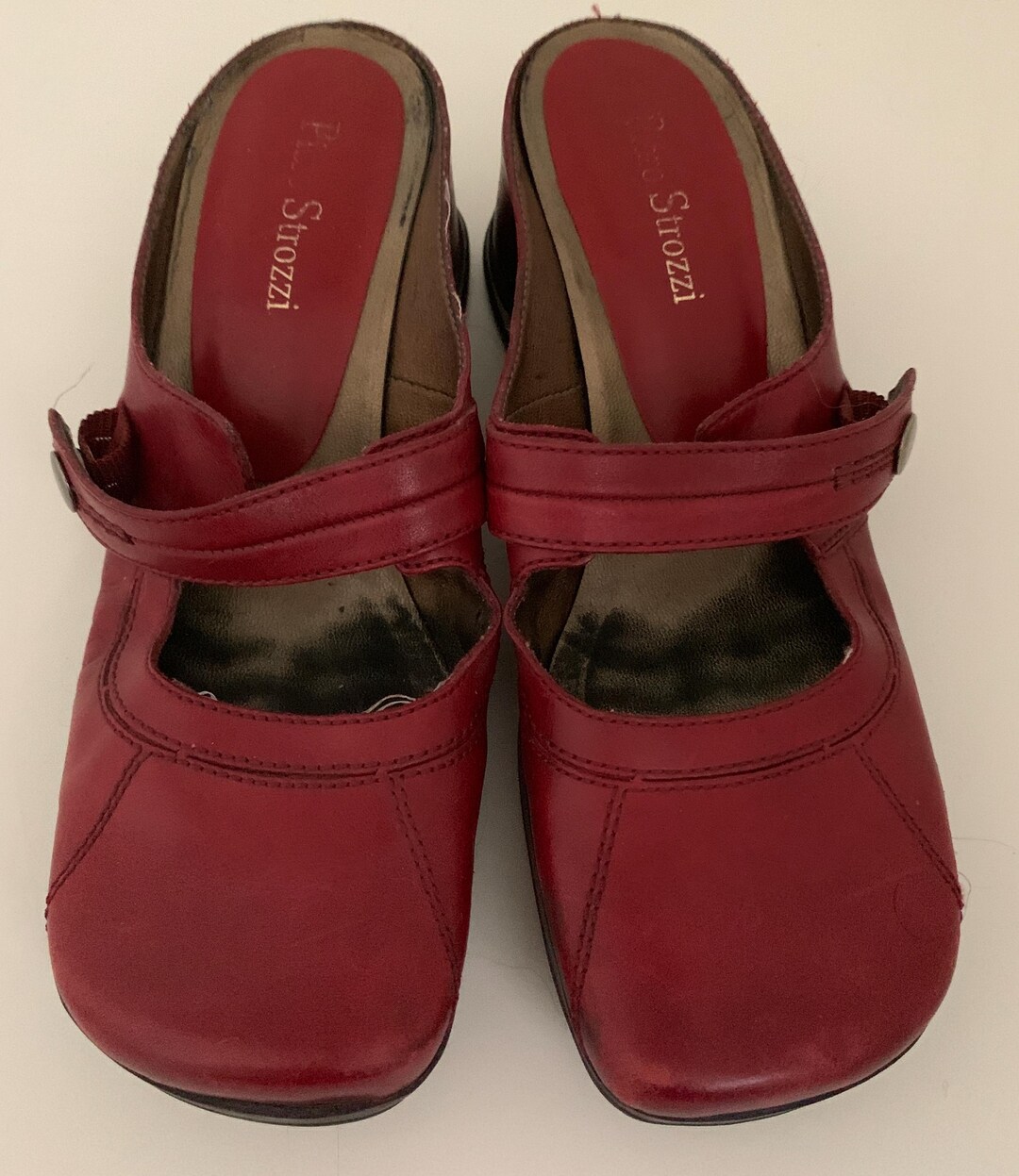 Vintage Red Leather Mary Jane Mules by Piero Strozzi | Y2K Comfort ...