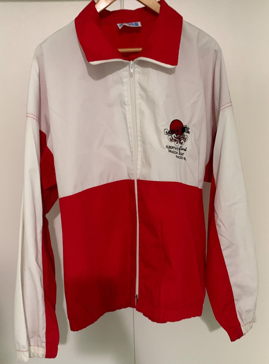 Vintage 1992 Alberta Dragon Boat Races Windbreaker | Red White Zip up ...
