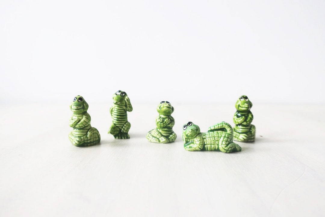 1980s Green Plastic Crocodile Figurines, Vintage Green Crocodile ...