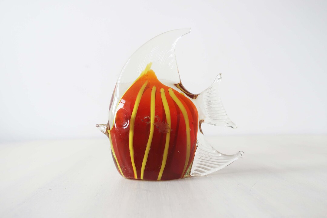 Vintage Red Glass Fish Figurine, Red Glass Fish Ornament - Etsy