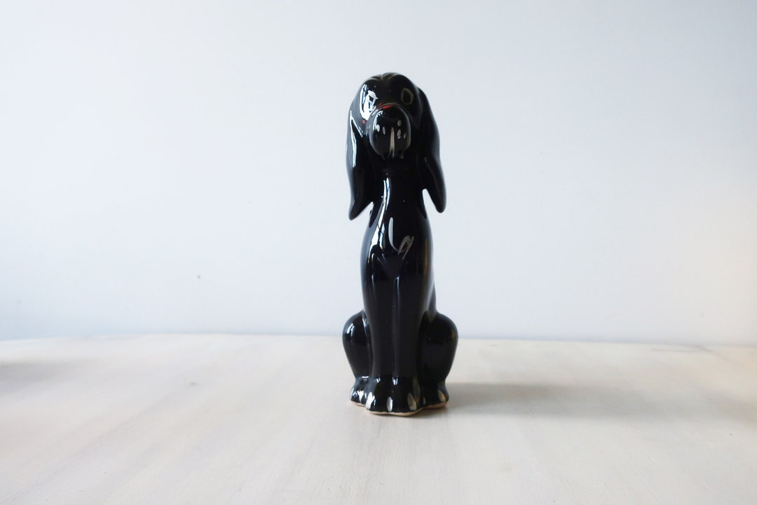 Vintage Black Ceramic Dog Figurine, Puppy Decor - Etsy