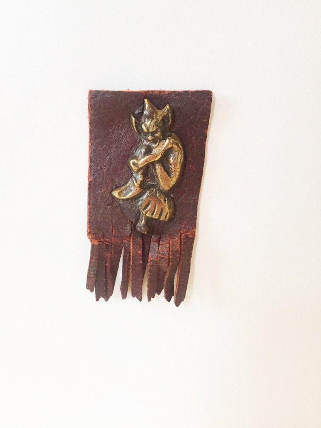 Vintage Brass Metal and Leather Good Luck Pixie Charm - Etsy