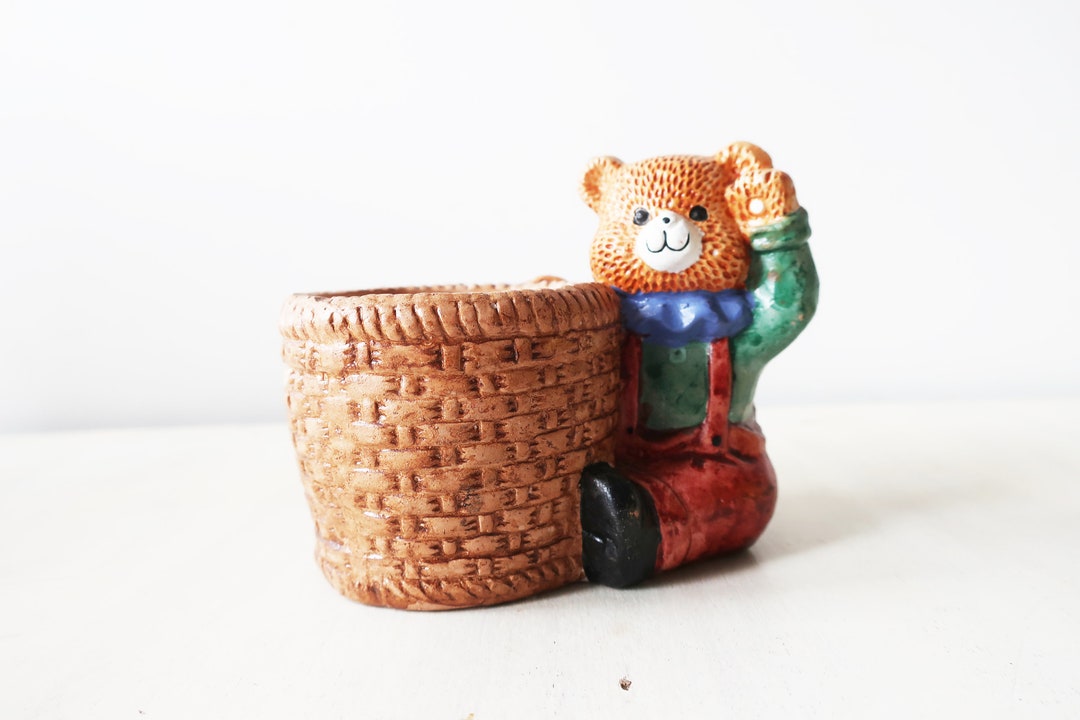 Vintage Bisque China Teddy Bear Nursery Planter - Etsy