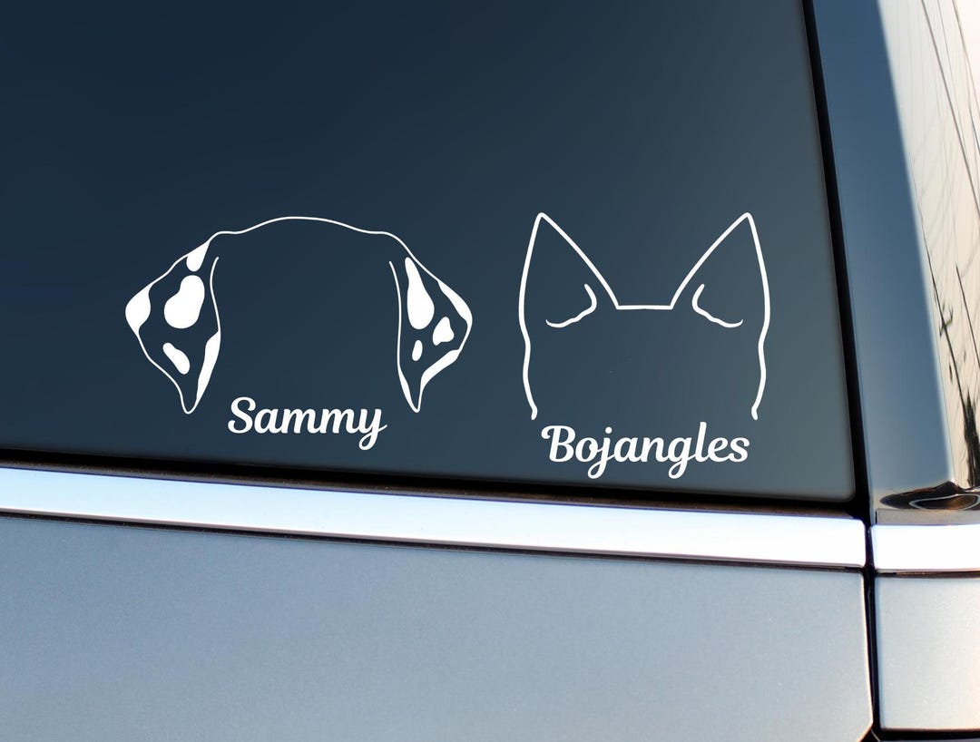 Dog Ear Car Decal, Dog Vinyl Decal, Dog Mom Car Decal, Dog Name Decal ...