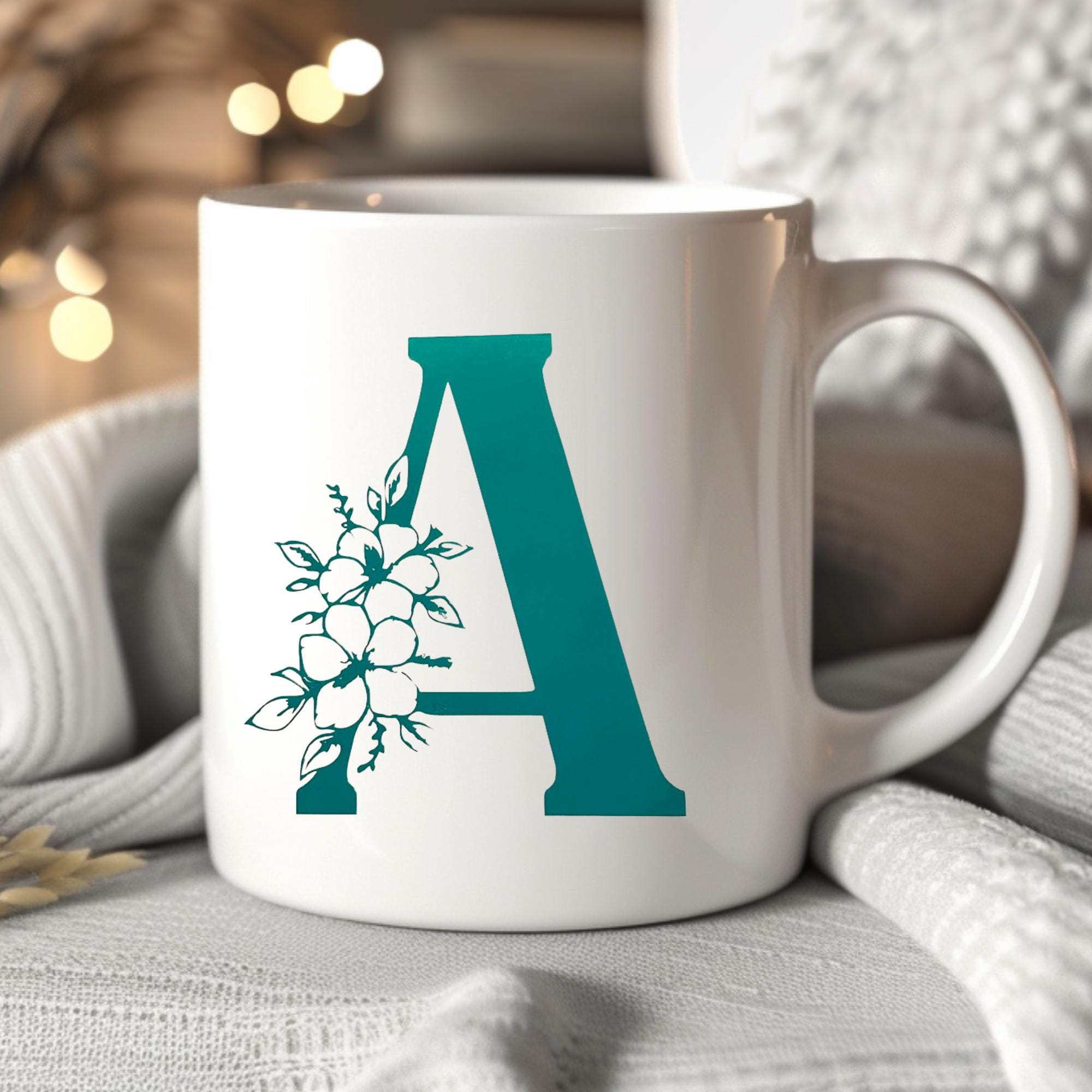 Initial Floral Decal, Single Letter Monogram, Vinyl Initial Sticker ...