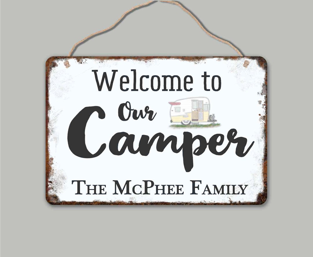 Welcome to Our Camper Sign, Personalized Camper Sign, Camper Door ...