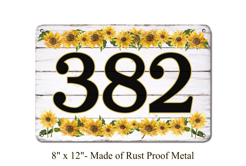 Sunflower Address Sign With House Numbers, Made of Metal and Will Not ...