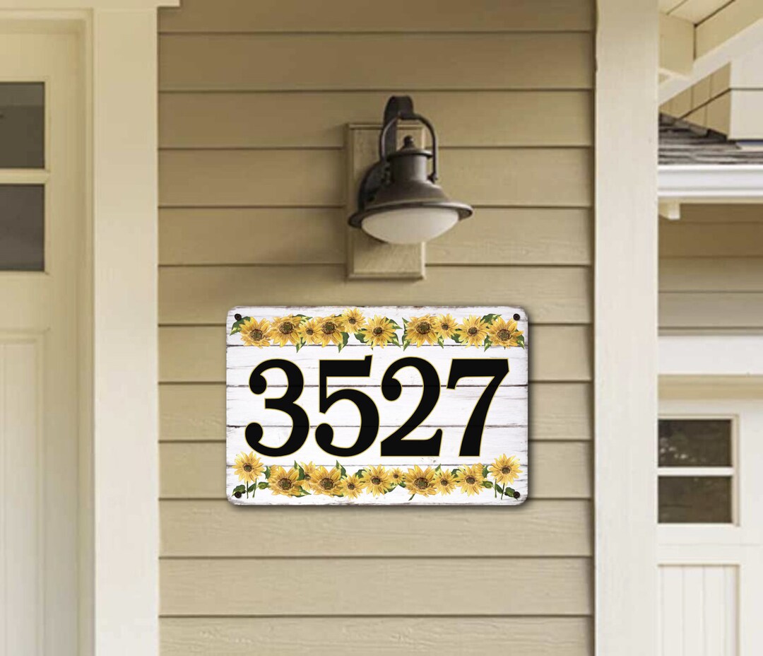 Sunflower Address Sign With House Numbers, Made of Metal and Will Not ...