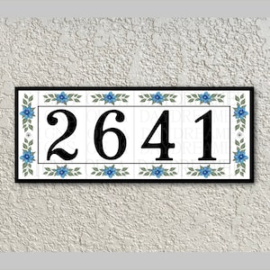 Custom Address Sign, Colorful Floral Tile Design, House Numbers With ...