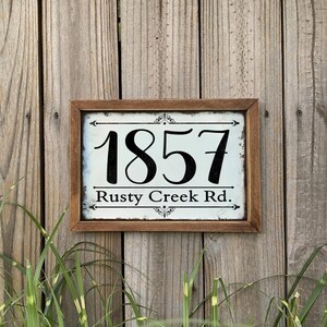 Custom Address Sign With Rustic Wood Frame, Durable Metal Insert Panel ...