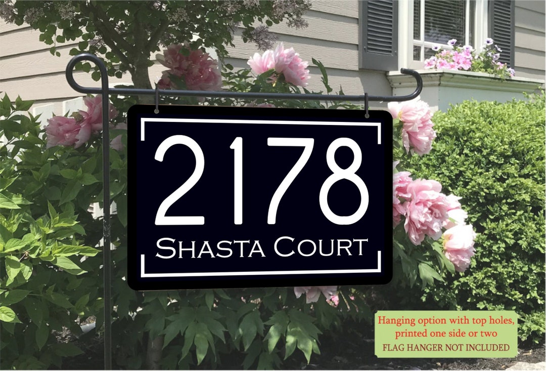Contemporary Address Sign for House, House Numbers, Hanging Post Plaque ...