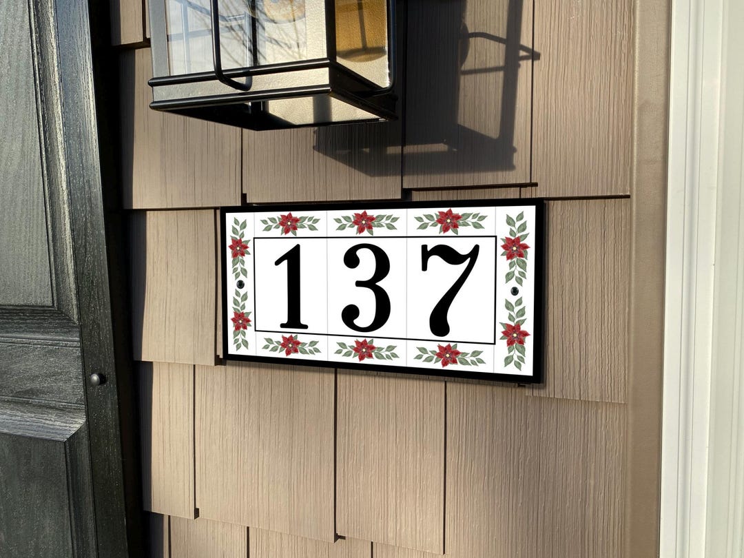 Custom Address Sign, Colorful Floral Tile Design, House Numbers With ...