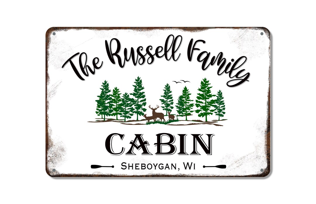 Personalized Cabin Sign, Cabin Decor, Cottage, Christmas Deer, Your ...