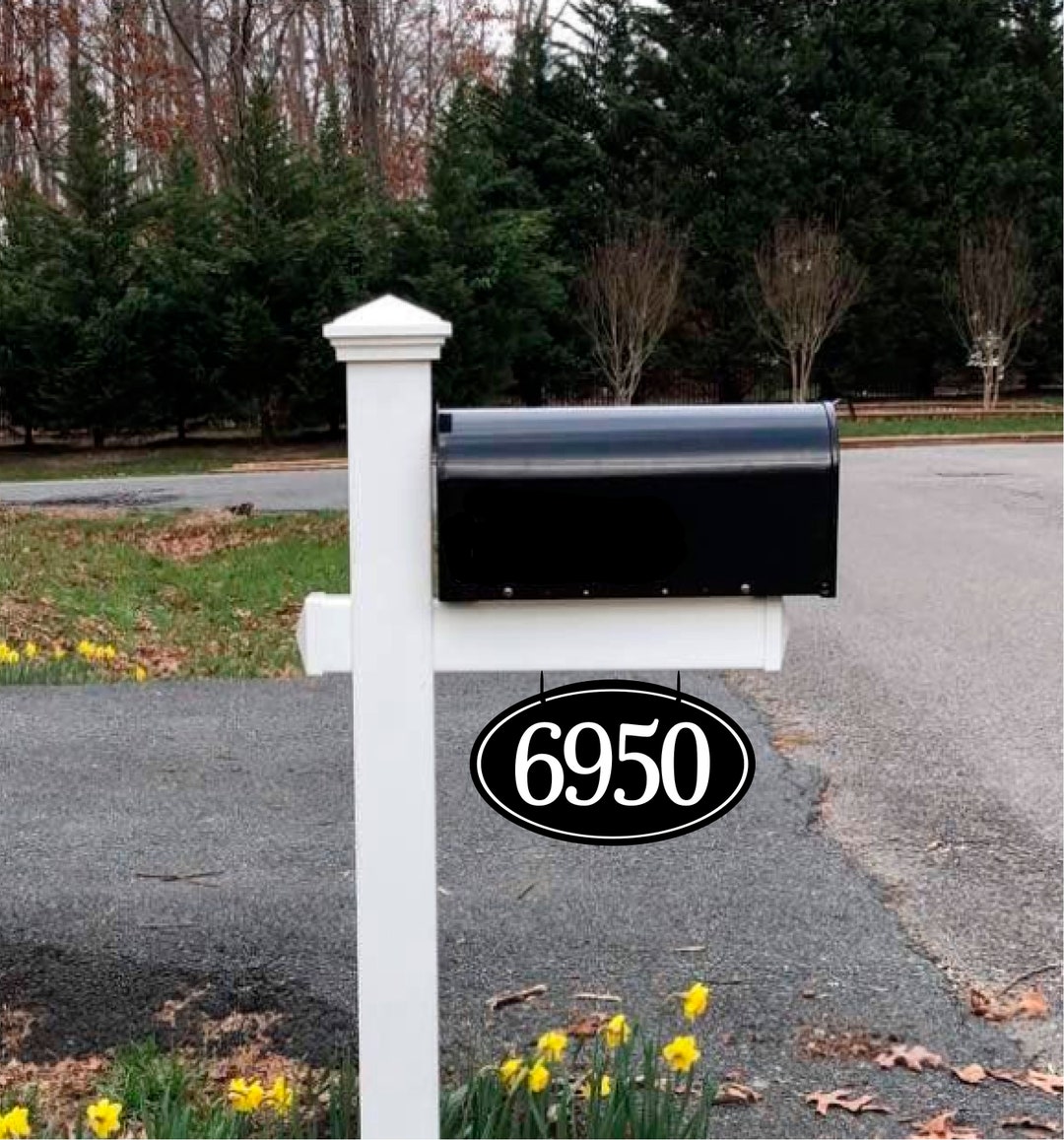 Personalized Oval Mailbox Sign With Large House Numbers, 7 X 12 ...