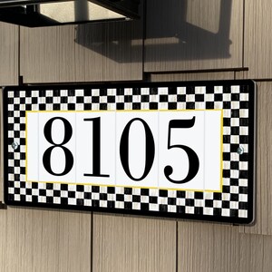 Black and White Checked Address Sign, Whimsical Address Sign, Colorful ...