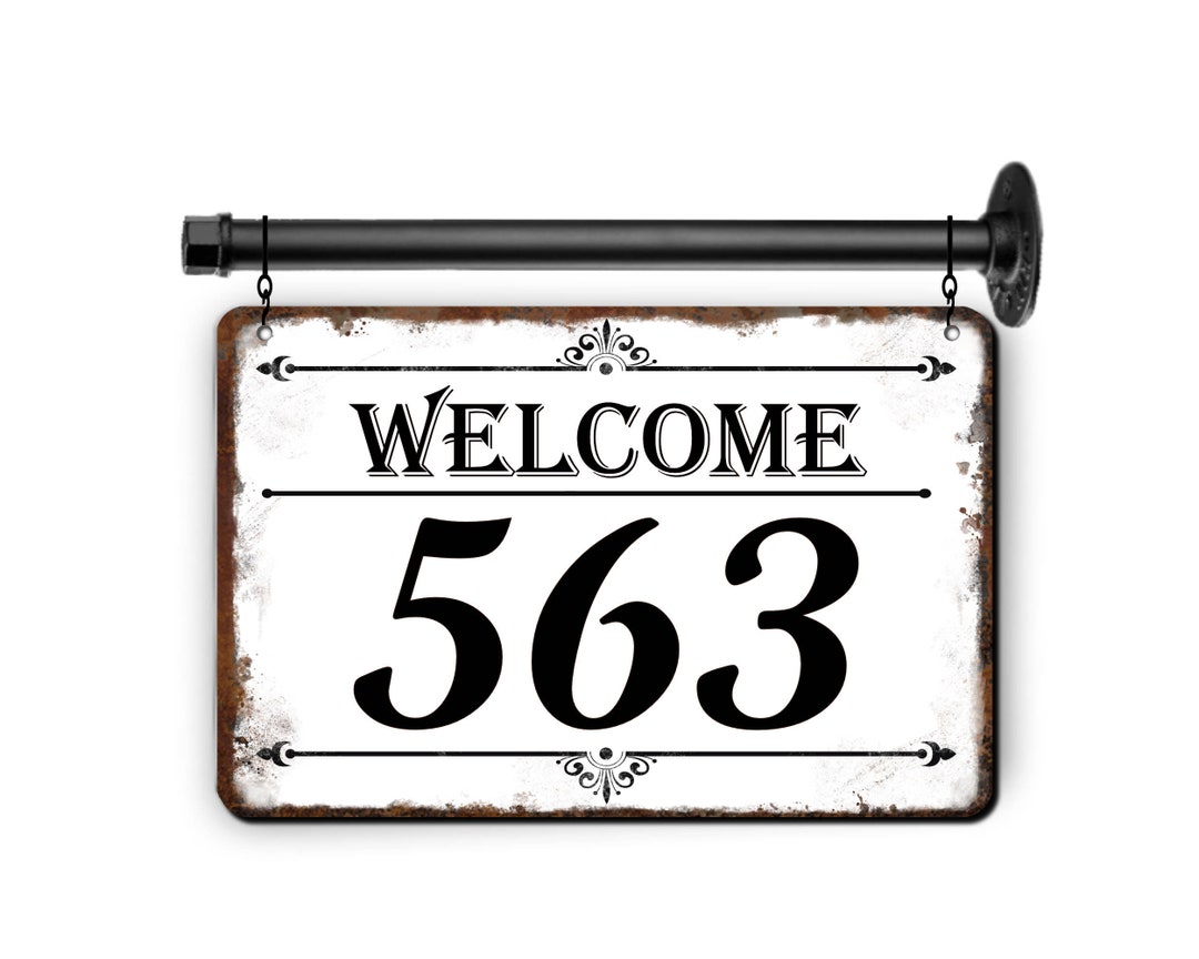 Address Sign, Cottage Style, Rustic House Numbers, Hanging Street ...