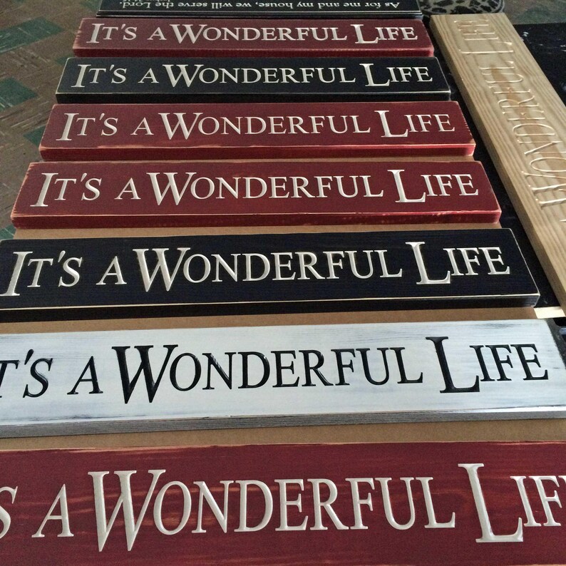 It’s a Wonderful Life | Hand-carved Christmas Wood Sign | Barn Red ...