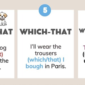 Relative Pronouns – ESL Grammar Poster / Who · Which · That · Whose ...