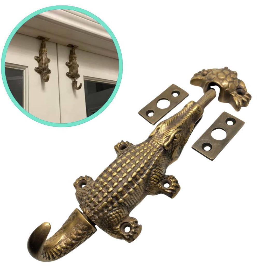 6.25 Inches Amazing VINTAGE Crocodile Gate Door Latch Slot Antique ...