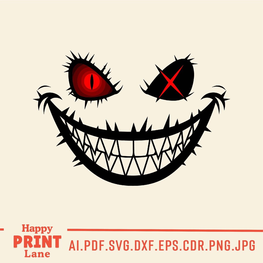 Evil Smiley Face Vector Illustration, Evil Face SVG, Smiley Face PNG ...