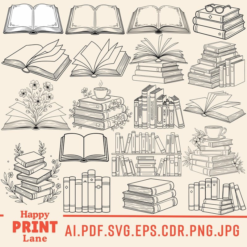Stacked Books Flower Svg - Etsy
