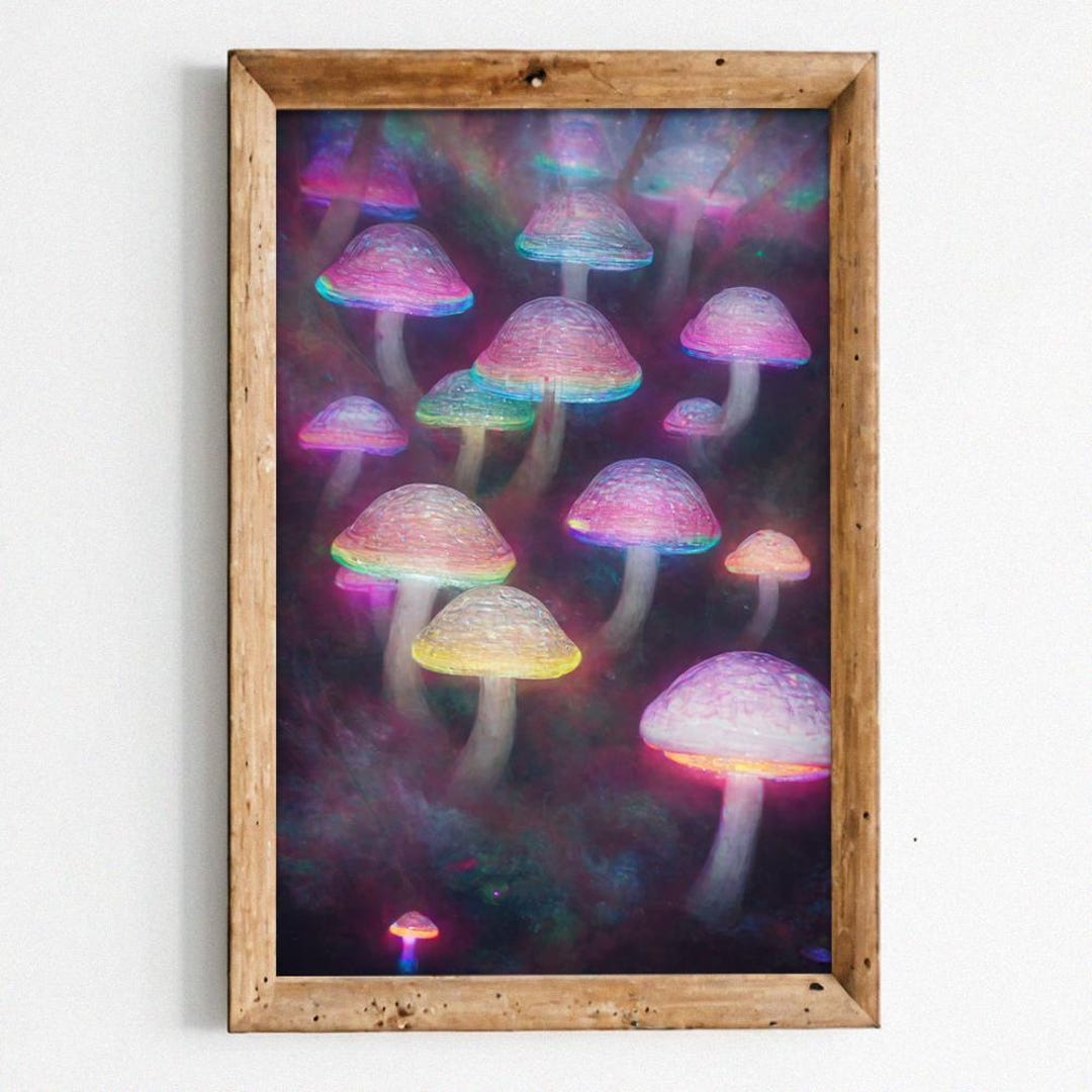 Trippy Artwork - Psychedelic Mushroom Art - Black Light Poster - Trippy ...
