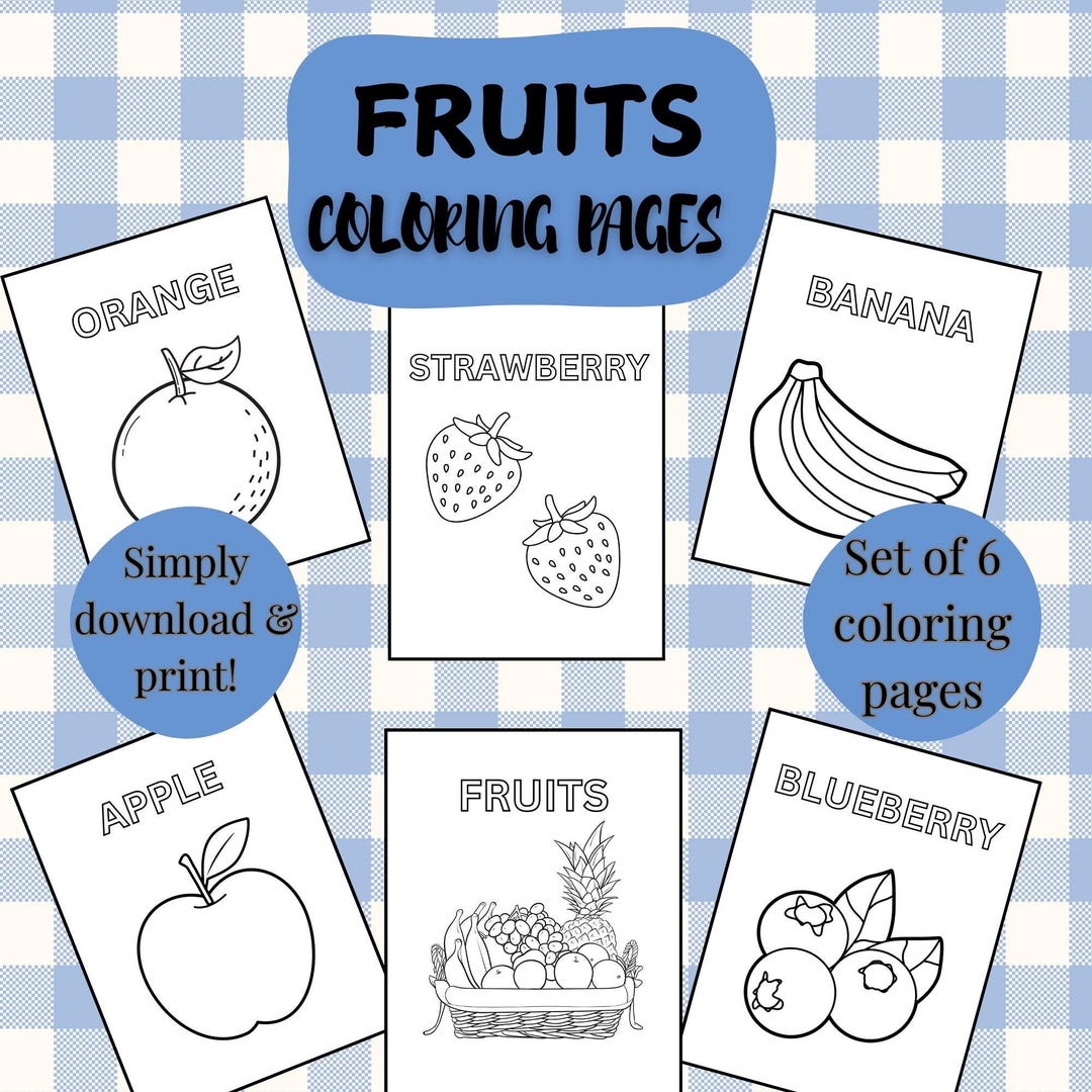 Kids Fruits Coloring Pages | Instant Download Fruits Coloring Pages ...