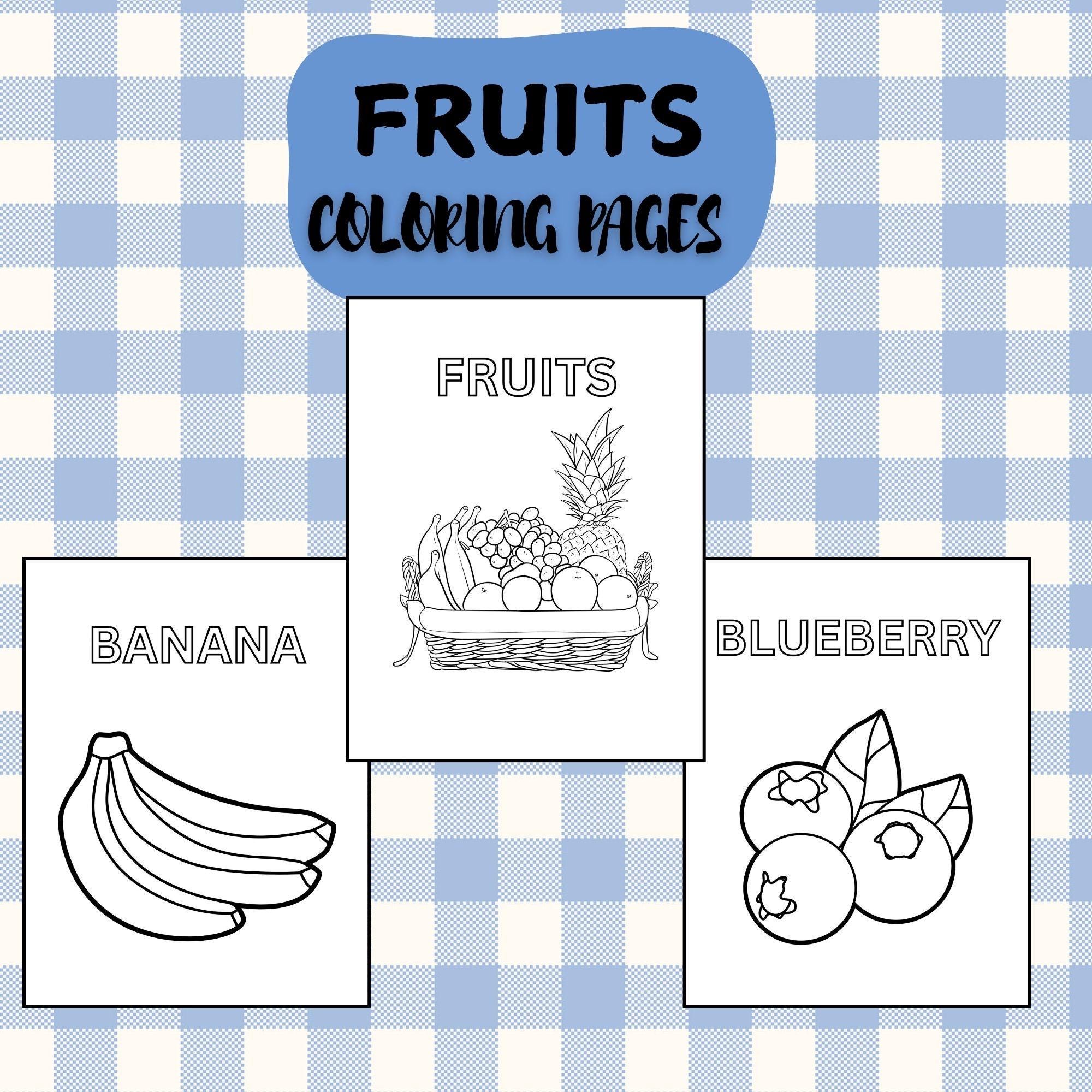 Kids Fruits Coloring Pages | Instant Download Fruits Coloring Pages ...