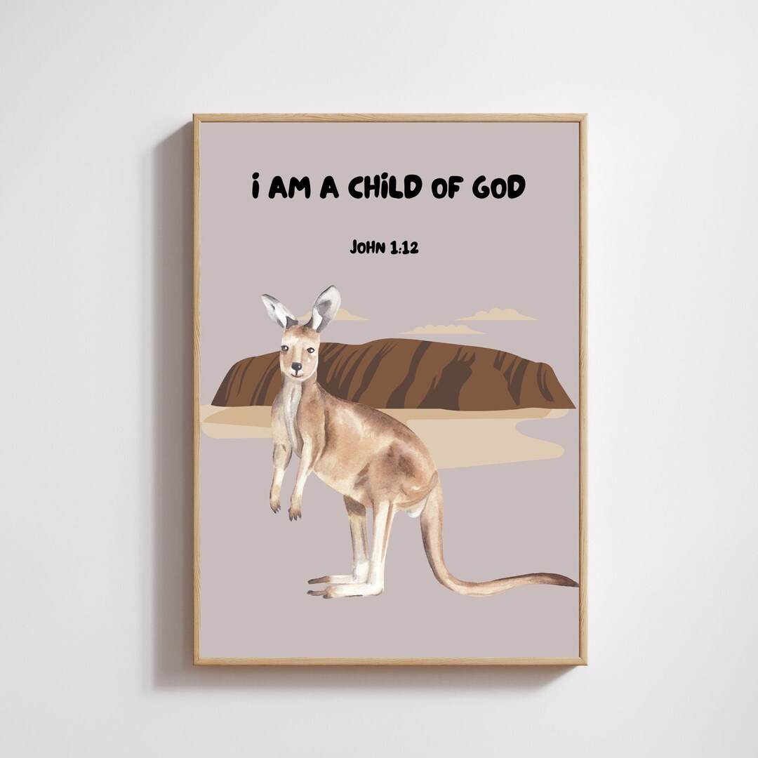Christian Nursery Decor Kangaroo | Outback Australian Animal Wall Art ...
