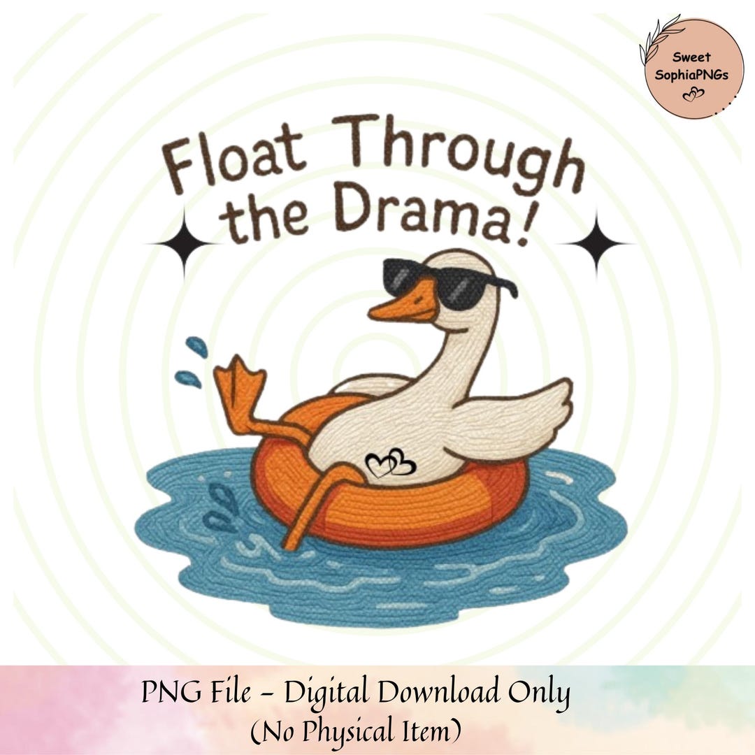 Funny Goose PNG | Embroidery Style Floatie Clipart | Summer Pool ...