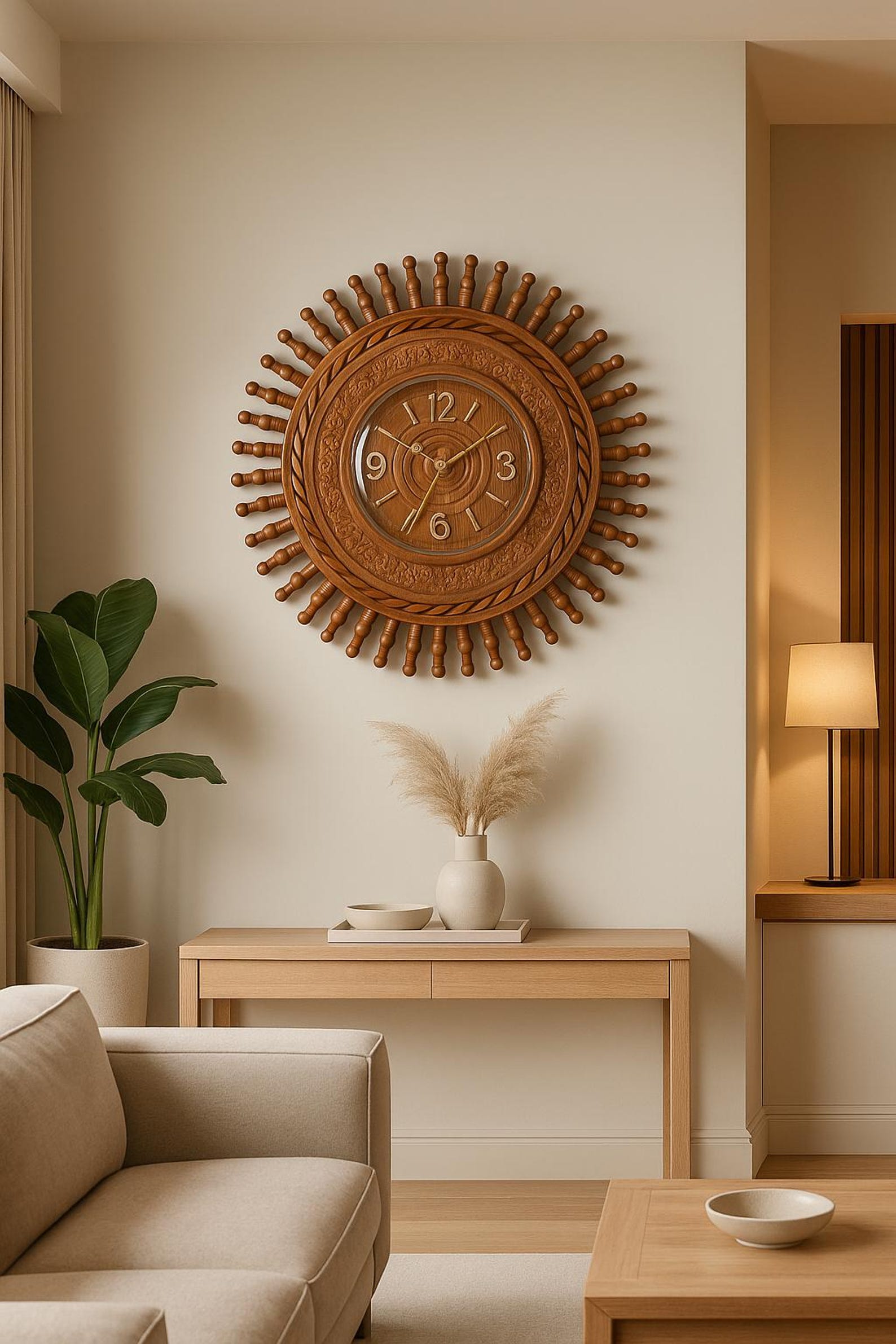 Handcrafted Vintage Large Wooden Wall Clock: 18" Silent Mid-century ...