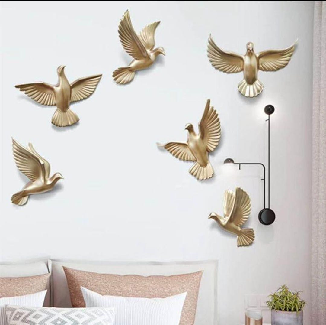 Wall Hanging Bird, Gold Flying Bird, Metal Sculpture, Handmade, Living ...