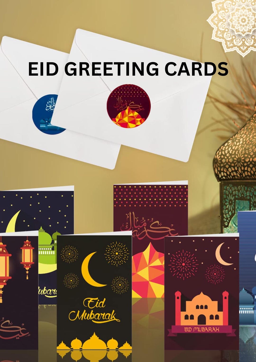 Printable Eid Mubarak Cards - Islamic Greeting Cards - Digital Eid ...
