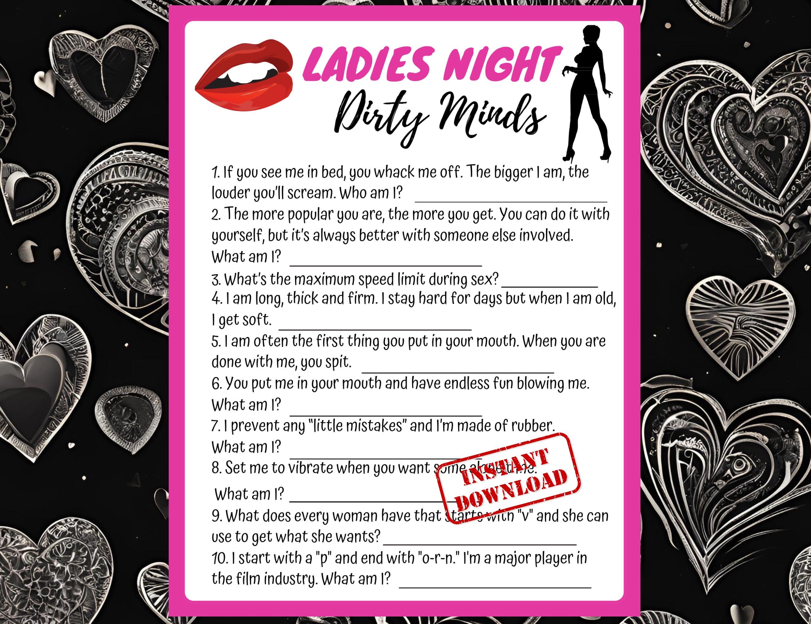Ladies Night Dirty Minds Game | Printable Ladies Night Party Games ...