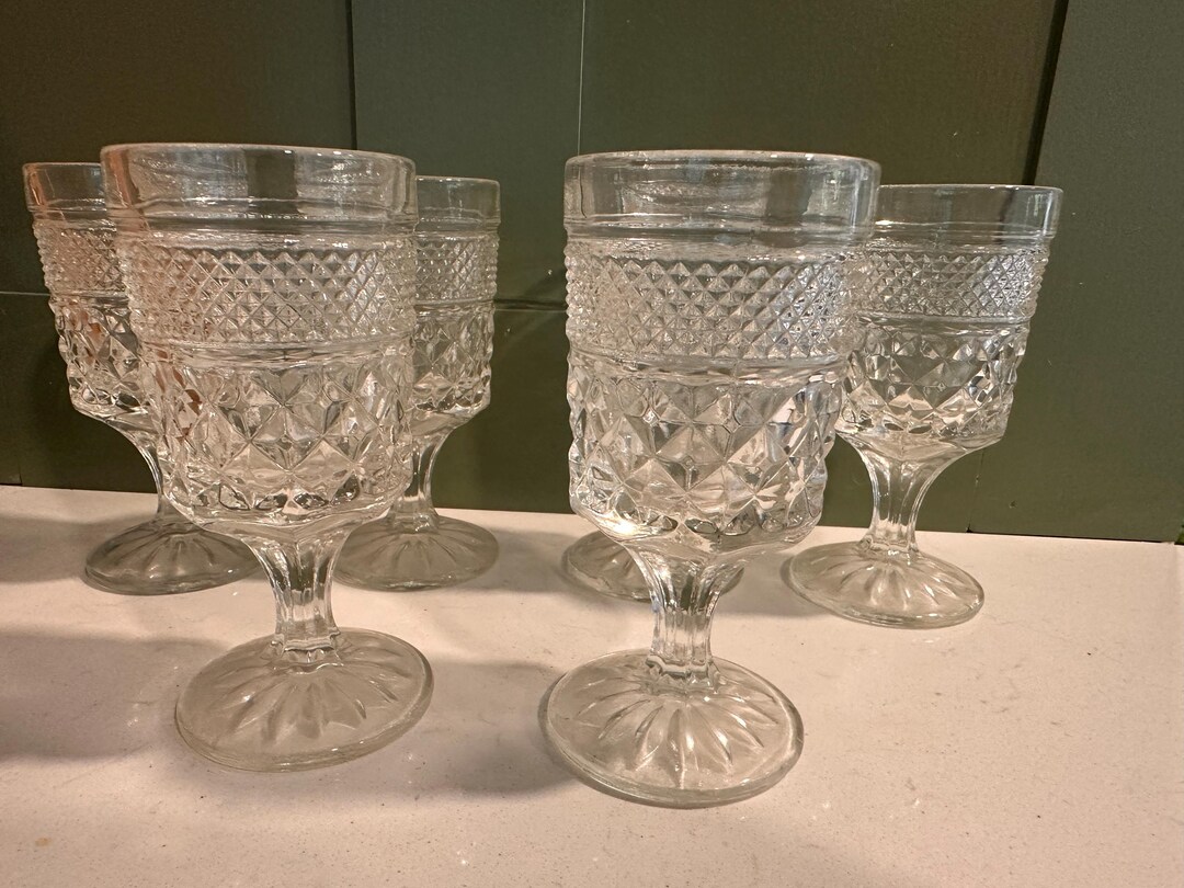 Wexford Anchor Hocking Crystal Glassware; Six Claret Glasses 5 3/8" H ...