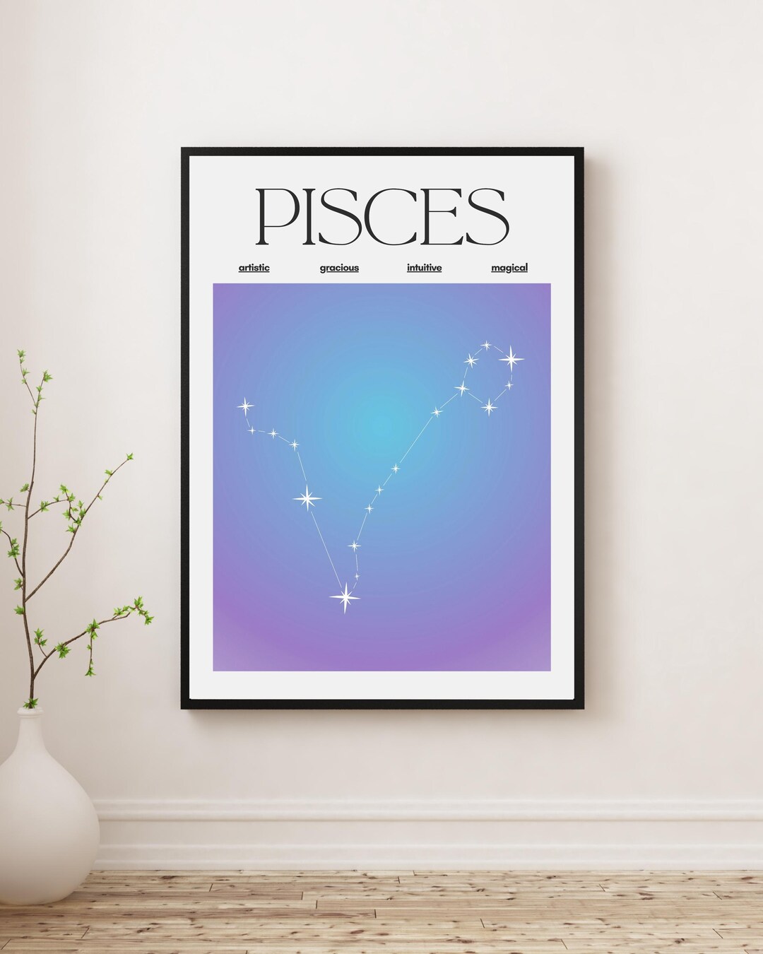 Pisces Star Sign Printable - Pisces Zodiac Constellation Wall Art ...