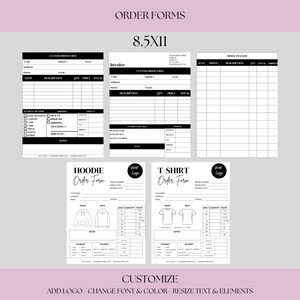 Editable Clothing Business Bundle, Tshirt Order Form, Invoice, Washing ...