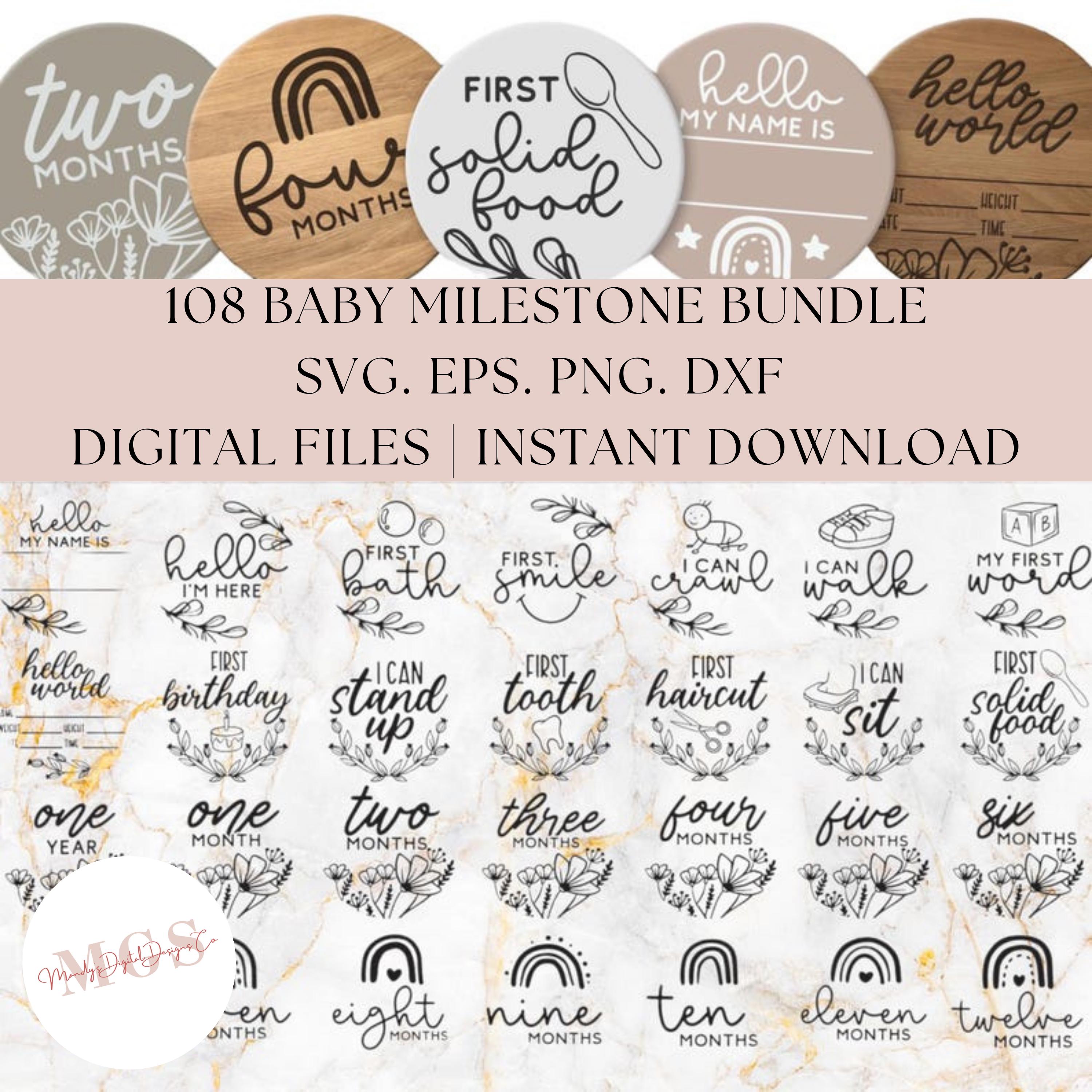 Baby Milestone Card SVG Bundle - Baby Milestone Svg - Hello World Svg ...