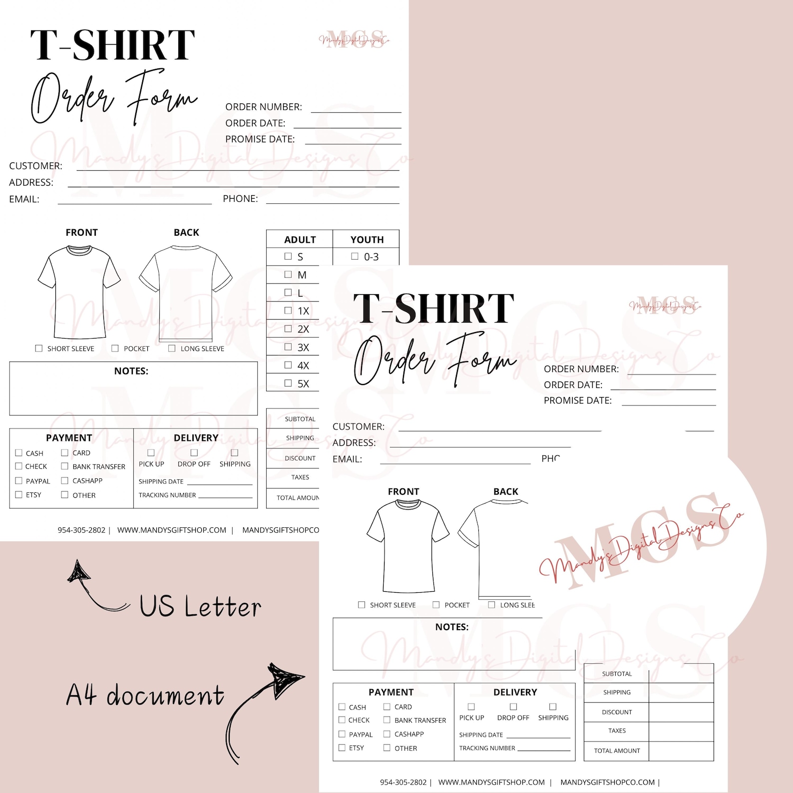 Editable T-shirt Order Form Template: Small Business Canva (digital ...