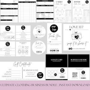 Editable Clothing Business Bundle, Tshirt Order Form, Invoice, Washing ...