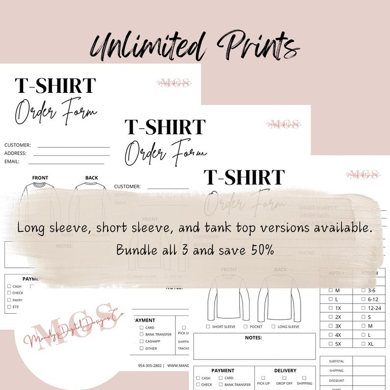 Editable Tank Top Order Form Template: Small Business (digital Download ...