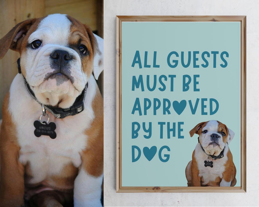 Funny Dog Approval Sign, Custom Pet Portrait, Personalized Pet Wall Art ...