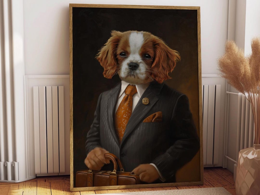 Personalized Boss Dog Painting, Custom Suit Pet Portrait, CEO Dog ...