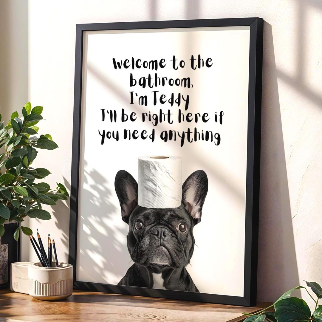 Custom Dog Bathroom Sign Printable, Funny Pet Peek Wall Art ...