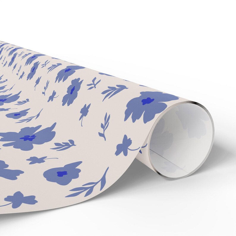 Blue Floral Wrapping Papers - Hand Drawn Gift Wrap for Presents, DIY ...