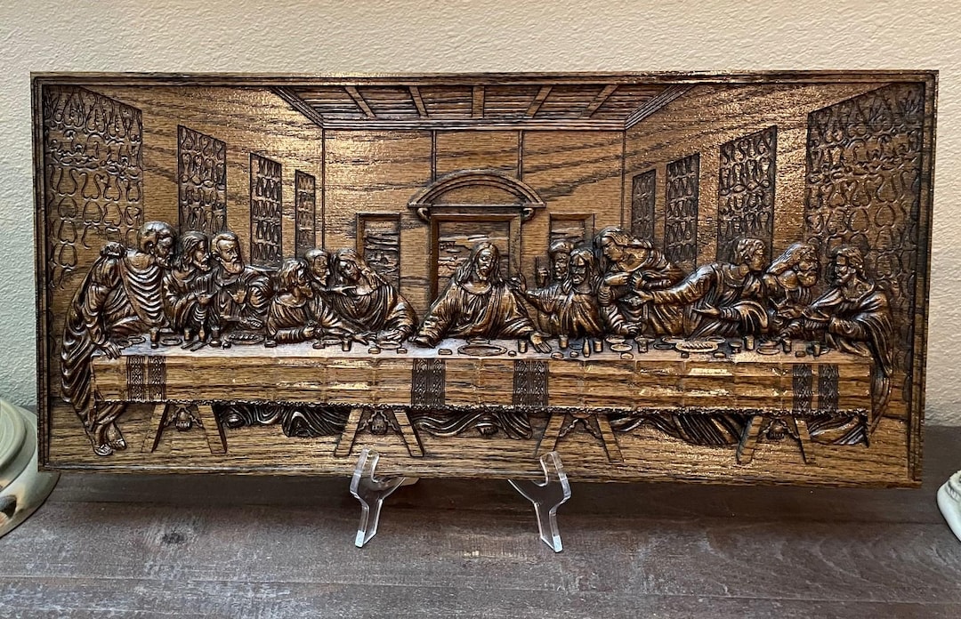 Handcrafted Last Supper Wood Carving: Arched Doorway Religious Wall Art ...