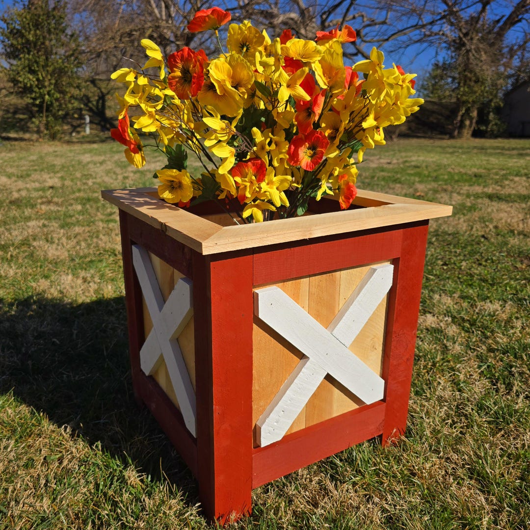 Handmade Modern Farmhouse Cross Shaker Planter, Flower Box, Cedar Box ...