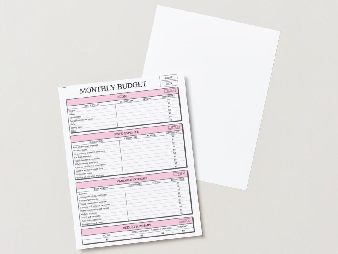 Budget Spreadsheet for Girls | Cute & Aesthetic Finance Tracker for ...