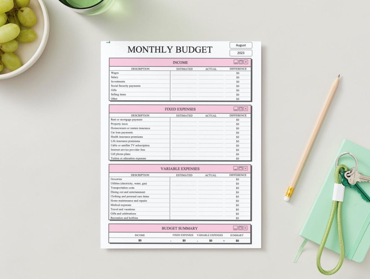 Budget Spreadsheet for Girls | Cute & Aesthetic Finance Tracker for ...